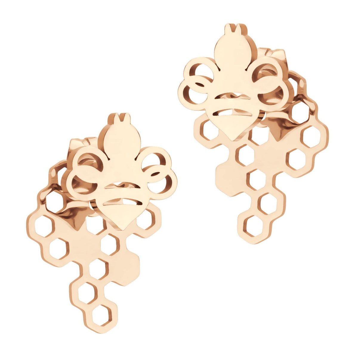 Double Parts Stainless Steel Bee and Hive Earrings | 8085662171359 ...