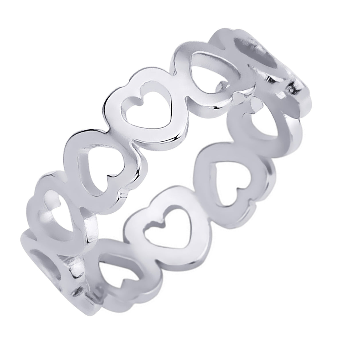 Eternal Love Band Cute Tiny Open Hearts Steel Ring | 5953720287384 ...