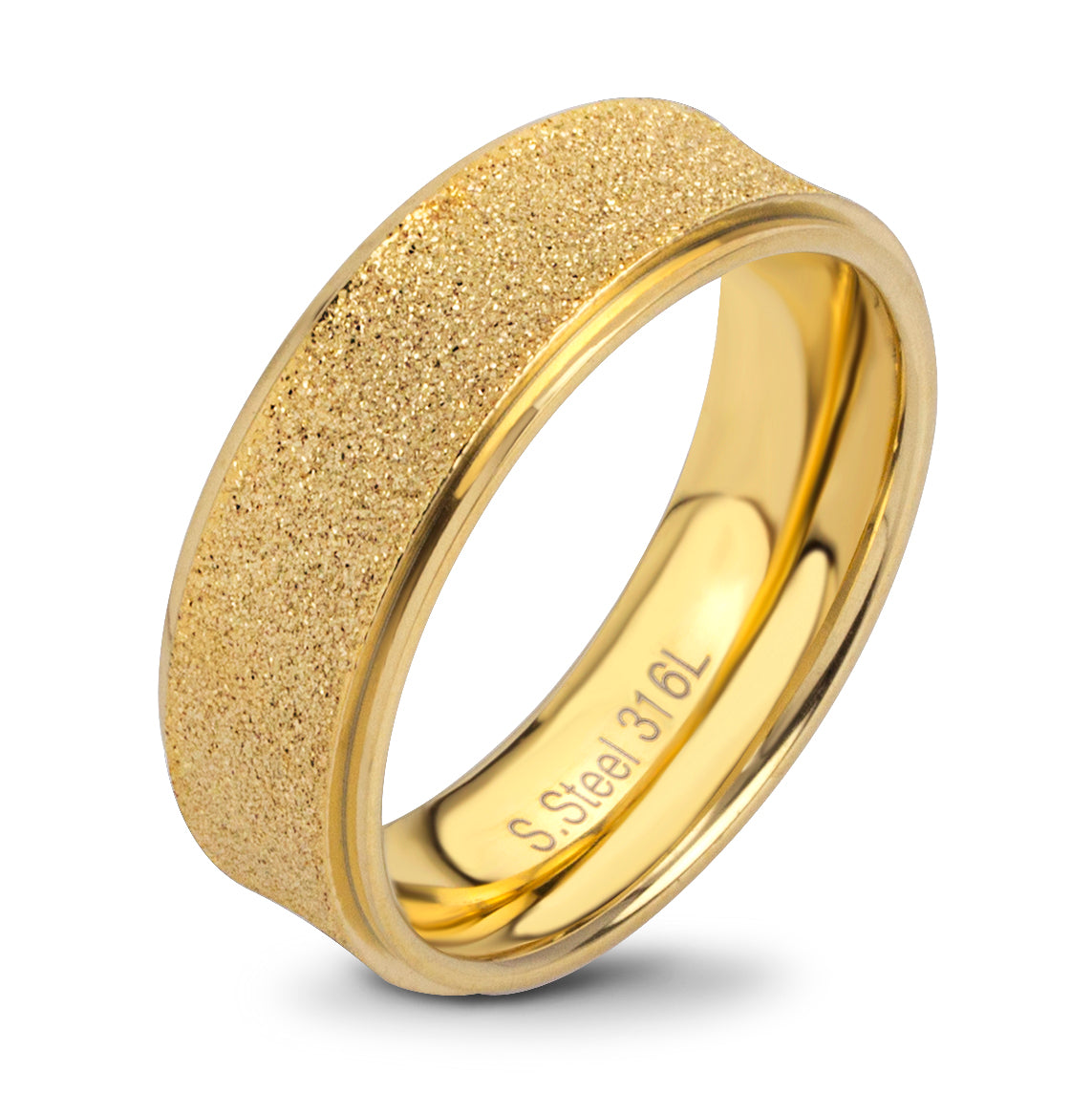 Sand Blast Yellow Gold PVD Steel Ring | 4571214053508 | Monera-Design ...