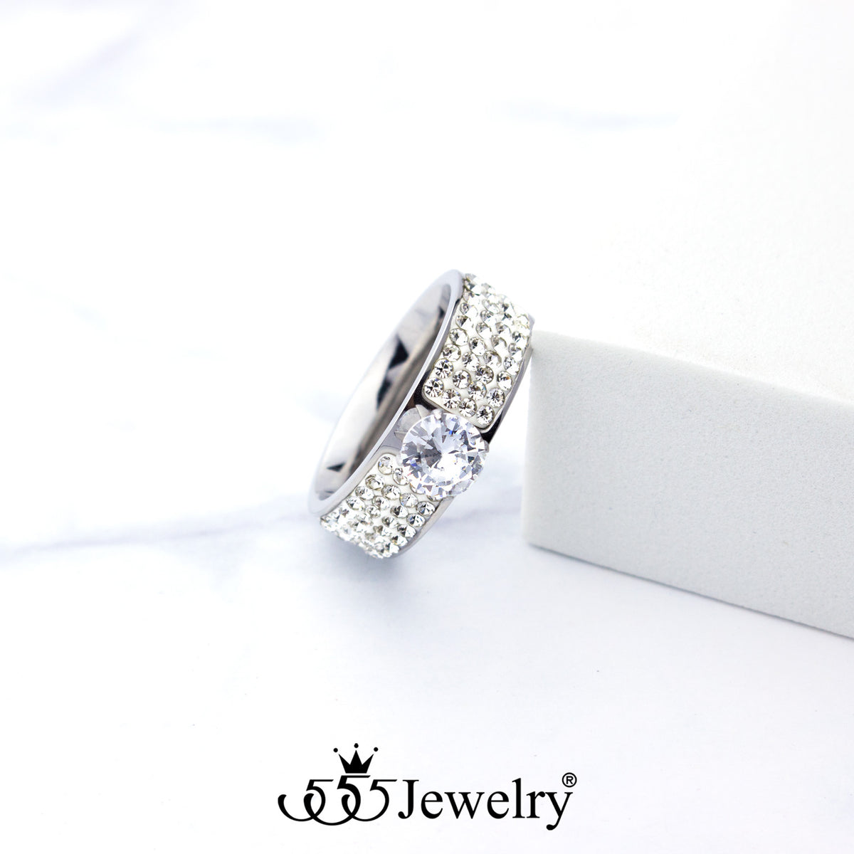 Stainless Steel 13 MM Wide CZ & Hearts Ring– Monera-Design Co., Ltd