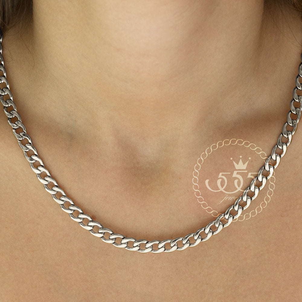 Steel Link Curb 6 MM Chain Necklace | 5414258376856 | Monera-Design Co ...