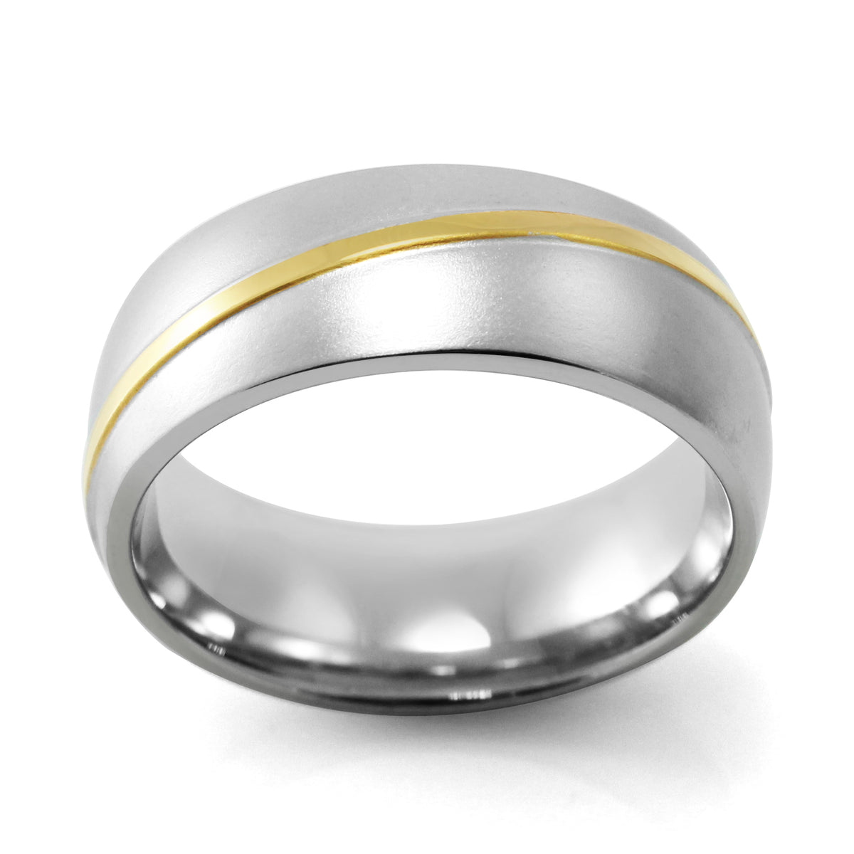Round Shape Steel 8 MM Ring with Gold Line on Top | 4606174691460 ...