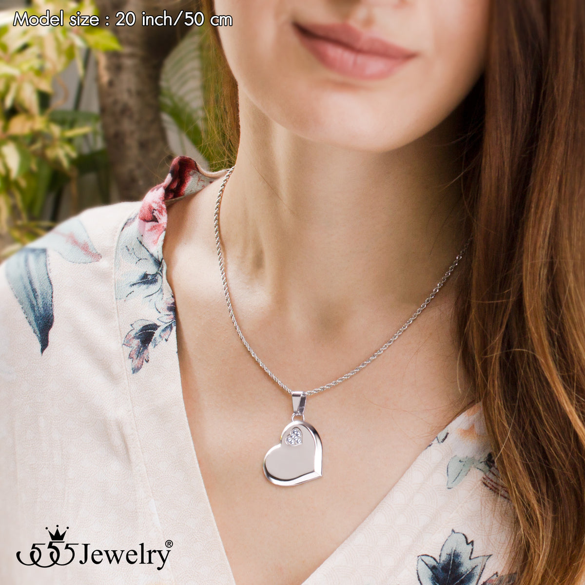 Steel Heart Necklace With Crystals for Women | 5472514506904 | Monera ...