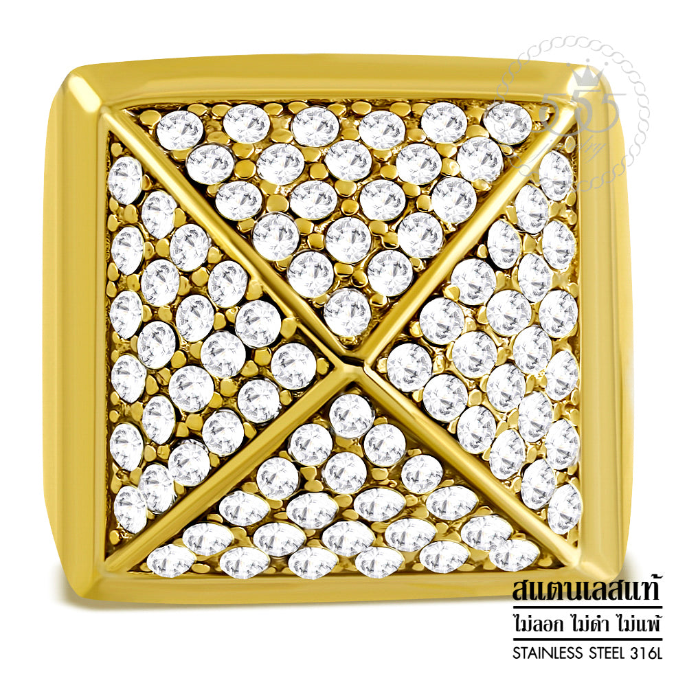 Glued CZ Casting Steel Ring Pyramid Design | 4570852425860 | Monera ...
